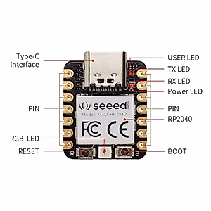 Seeed Studio XIAO RP2040 Pre-Soldered with USB to USB-C Cable - Supports C, Arduino, MicroPython and CircuitPython