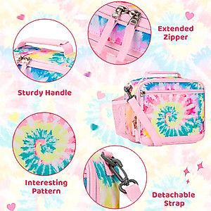 Choco Mocha Tie Dye Lunch Box Kids Lunch Box for Girls Lunch Boxes for School Girls Lunchbox for Kids Lunch Bag for Girls with Shoulder Strap for Toddler Preschool Kindergarten