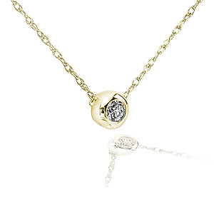 Kobelli Tiny Diamond Solitaire Bezel Necklace in 14k Gold (18" Chain)