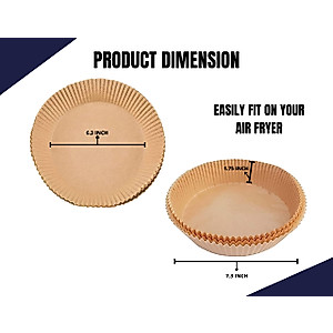 200PCS Air Fryer Disposable Paper Liner, 6.3 inch Non-stick Air Fryer Disposable Liners, Food Grade Parchment,Baking Paper for Air Fryer And Baking Roasting Microwave