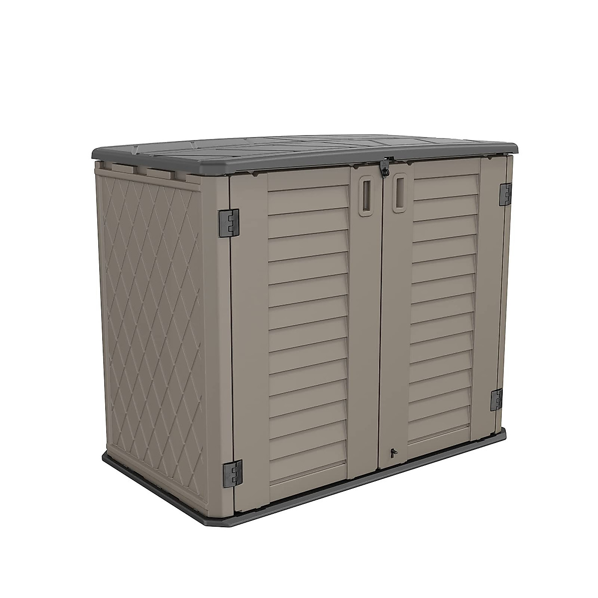 HOMSPARK Storage Shed Weather Resistance, Multi-Purpose Outdoor Storage Cabinet for Backyards and Patios, Horizontal Storage Shed for Lawnmower, Patio Accessories (Coffee, Large - 26 cu.ft)
