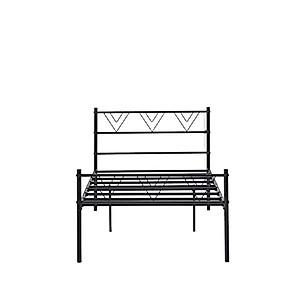 Liink1Ga Twin Bed Frames with Headboard, Twin Bed Frame No Box Spring Needed, No Squeaky, Easy to Assemble Twin Size Bed Frames, Victorian Style