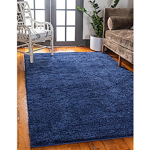 Unique Loom Solo Collection Area Rug - Calabasas (7' 1" x 10' Rectangle, Navy Blue)