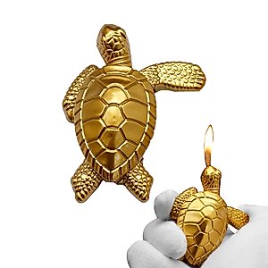 Torch Lighter, Creative Desktop Golden Turtle Butane Lighter, Cool Portable Gas Lighter, Adjustable Soft Flame Lighter, Refillable Butane Lighter for Outdoor Indoor Men Boyfriends Gift(Turtle)