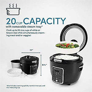 Aroma Professional ARC-1230B Grain, Oatmeal,Slow Cooker, Saute, Steam, Timer, 10 Cup Uncooked/20 Cup Cooked, Black