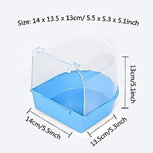 Bird Bath Cage Small Blue Bird Bath Tub Cover Shower Supplies for Cockatiel, Budgerigar, Macaw, Finch, Budgie, Parakeet, Conure, Canary, Parrots
