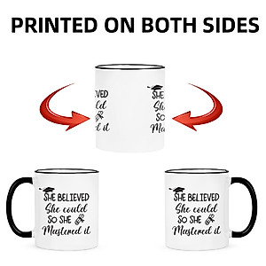 Maustic Graduation Gifts for Her, She Believed She Could So She Mastered It Mug, Masters Degree Graduation Gifts, College Graduation Gifts for Her Women Friends Girls, Best Graduation Gifts, 11 Oz