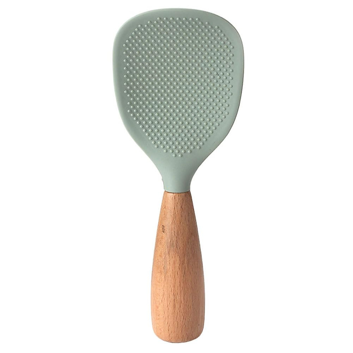 MAGICLULU Silicone Rice Spoon Kitchen Utensils Cooking Ladle Wooden Rice Paddle Rice Spatula Korean Rice Paddle Rice Serving Spoon Scoop Reusable Rice Spoon Wood Tablespoon Handle