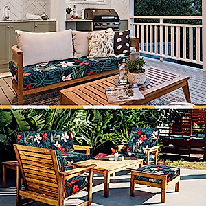 Panelee 6 Pcs Patio Cushion Covers Square Chair Seat Cushion Slip Covers Waterproof Outdoor Cushion Covers Replacement Water Repellent Slipcover with Ties for Sofa Furniture Bench (20 x 20 x 4 Inch)