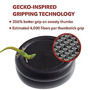 Setex Gecko Grip, Thumbstick Grip Covers, for Playstation PS5, PS4, Xbox One, Switch Pro, Steam Deck, Anti-Slip Microstructured Analog Stick Thumb Grips, (1 Pair) Black, Grip Covers Only