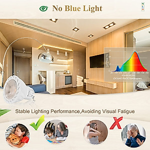DiCUNO ProOE GU10 LED Bulb High CRI 98, 50W Halogen Equivalent, Flicker-Free Eye-Protection, Warm White 3000K, 5W GU10 Spotlights Bulbs 350LM Non-dimmable for Track, Recessed Lighting, 6 Pack