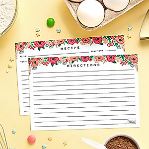 Sweetzer & Orange 4x6 Recipe Cards. Set of 50x Floral, Blank Recipe Cards 4x6 Inches Double Sided. Large Recipe Index Card Fits Standard 4x6 Recipe Box.