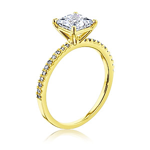 Kobelli 1ct Moissanite Princess Petite Shank Engagement Ring 14K Gold - yellow-gold / 6.0 G-H