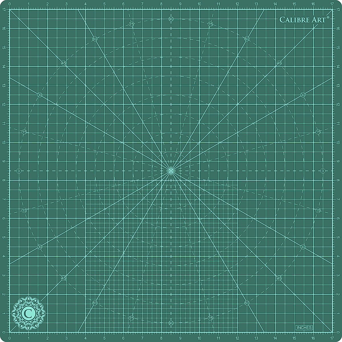 Calibre Art Self Healing Rotating Cutting Mat 18x18 (17" Grid), Perfect for Quilting & Art Projects