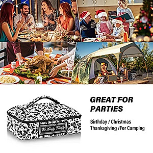 Black White Cow Print Custom Casserole Carriers for Hot or Cold Food Personalized Name Insulated Casserole Dish Carrier Bag Lunch Tote Bag for Cookouts Party Picnic Beach