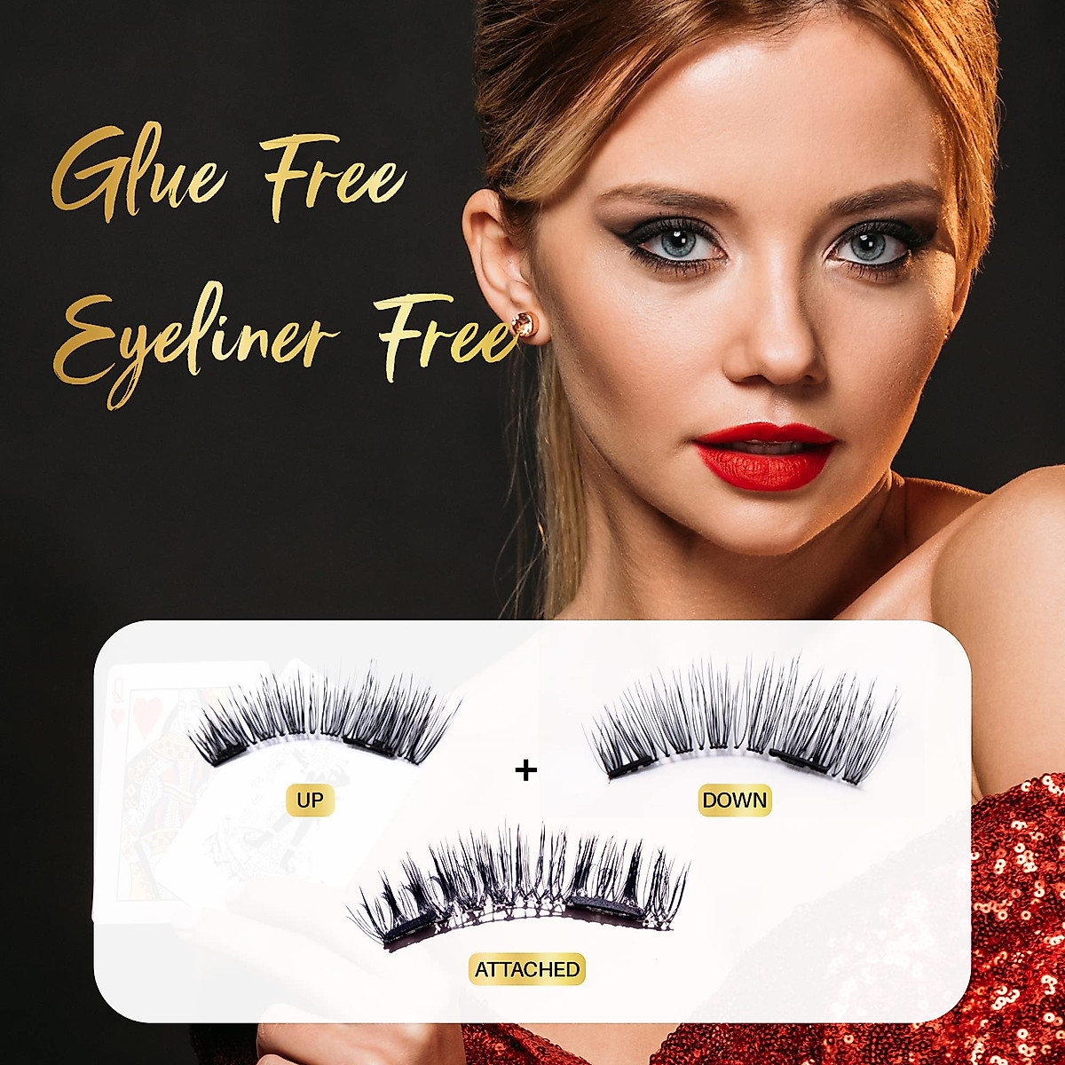 2 Styles Dual Magnetic Eyelashes NO Eyeliner or Glue Needed, magnetic lashes, Soft 3D magnetic eyelashes natural look with Tweezers, Natural Look Eyelashes Set with 8 Pieces / 2 Pairs