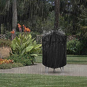 Arcedo Round Smoker Cover 30 Inch, Heavy Duty Waterproof Charcoal Kettle Grill Cover, Outdoor Vertical Barrel Cooker Dome Smoker Cover, Bullet Smoker Cover, Fits Weber, Charbroil, Kamado Joe and More