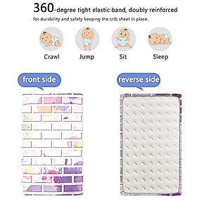 Wall Themed Fitted Crib Sheet,Standard Crib Mattress Fitted Sheet Soft & Stretchy Fitted Crib Sheet-Crib Mattress Sheet or Toddler Bed Sheet,28“ x52“,Lavender Violet