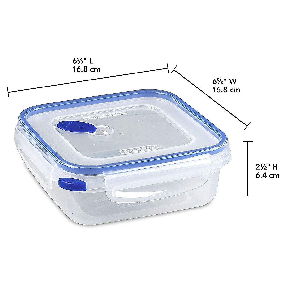 Sterilite 03314706 Ultra Seal 4.0 Cup Square Food Storage Container, Clear and Blue