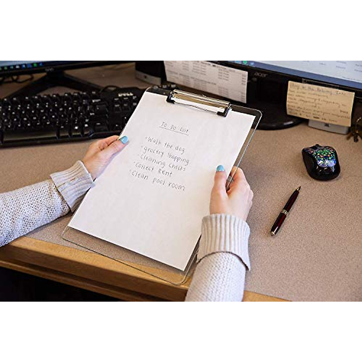 Plastic Clipboards (Set of 6) Transparent Clipboard (Clear) Strong 12.5 x 9 Inch | Holds 100 Sheets! Acrylic Clipboards with Low Profile Clip | Cute Clip Boards Board Clips