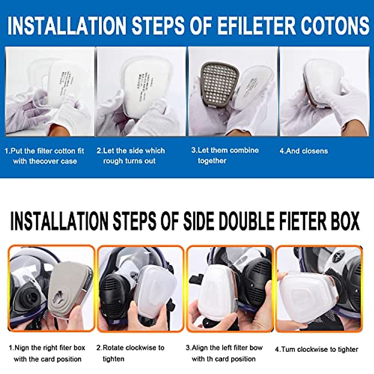 Generies FNWD 17 in 1 Full Face Respirator,Reusable Protective Face Cover with Adjustable Strap Widely Used in Organic Gas,Anti-Dust,Paint Sprayer,Chemical,Woodworking (Eye Protection)