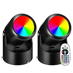 Eiloore RGBW Spot Lights Indoor: 16 Color Changing & Warm White LED Spotlights with Remote Control for Christmas & Daily Use | 5W 120V Accent Lighting Uplighting with 5.9ft Cord & US 2-Plug | 2 Pack