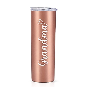 LiqCool Grandma Gifts, Gifts for Grandma From Grandchildren Grandkids, Grandma Tumbler Cup Mug, First Time Grandma Gifts Grandma Birthday Christmas Gifts New Grandma Gifts(20 Oz, Rose Gold)