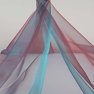 Lightweight 2 Tone Voile Fabric Sheer Organza Iridescent Turquoise with Red - 58 Inch by 5 Yards