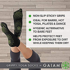 Gaiam womens Grippy Yoga Socks, Grey (M/L), One Size US