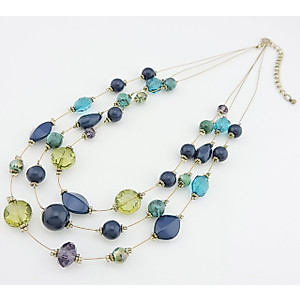 Coiris 3 Layers Illusion Wire Beaded Statement 19.5" Necklace for Women (N0005)