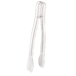 [6 PACK] 9 inch Heavy Duty Clear Serving Tongs - Plastic Disposable Salad Tongs - High Heat Plastic, Catering, Salads, Bakery, Buffets, BBQ, Ice, Hot and Cold Foods by EcoQuality (9")