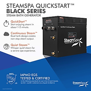 Steam Shower Generator Kit System | Brushed Nickel Shower Head + Self Drain Combo | Enclosure Steamer Sauna Spa Stall Package |Touch Screen Wifi App/Bluetooth Control Panel |12kW Raven |SS-RVB1200BN-A