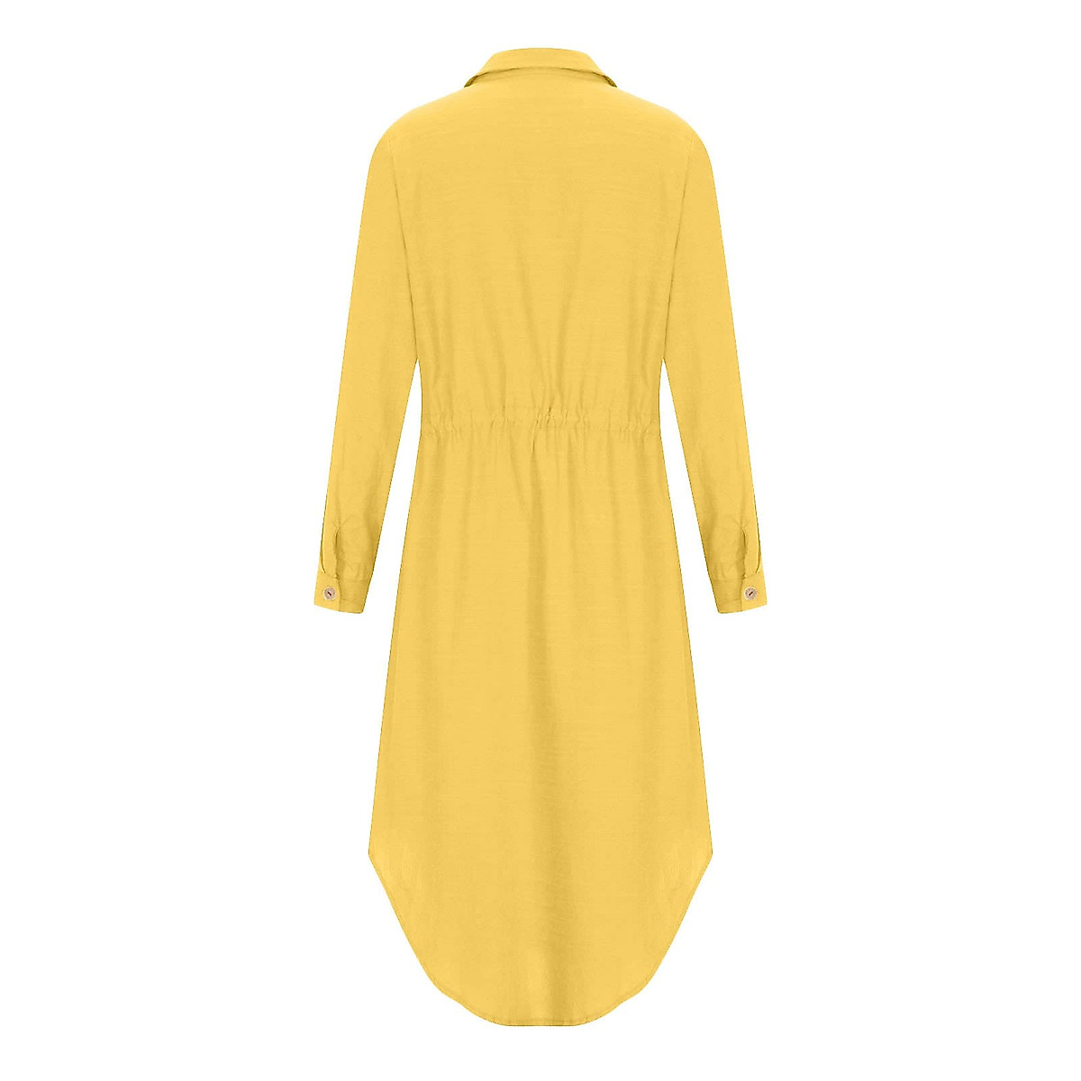 Ceboyel Linen Shirt Dresses for Women Button Down Drawstring Causal Dress Plain Long Maxi Dresses Trendy Ladies Outfits 2023 Plus Size Summer Dresses Yellow L