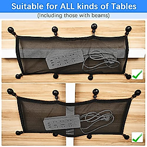 Cable Management Net Under Desk Kit, ZZM Privacy Mesh Cable Manager Flexible Under Desk Wire Net Large Capacity Cord Organizer Net for Office,Standing Desk, Home, 26 X 10 Inches (1 Pack)