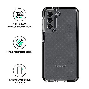tech21 Evo Check Phone Case for Samsung S21 5G -12 ft. Drop Protection, Smokey/Black
