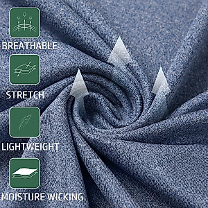 MANSDOUR Men's Active Sports Shirt 1/4 Zip Performance Long Sleeve Workout Running T Shirt Pullover Tops Light Blue