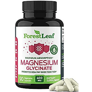 Pure Magnesium Glycinate Capsules - High Absorption Magnesium Glycinate - Pure Mag Bisglycinate for Stress, Bones, Muscles, Nerves, Sleep, Relaxation & Heart Health - Non GMO & Gluten Free (90 Count)