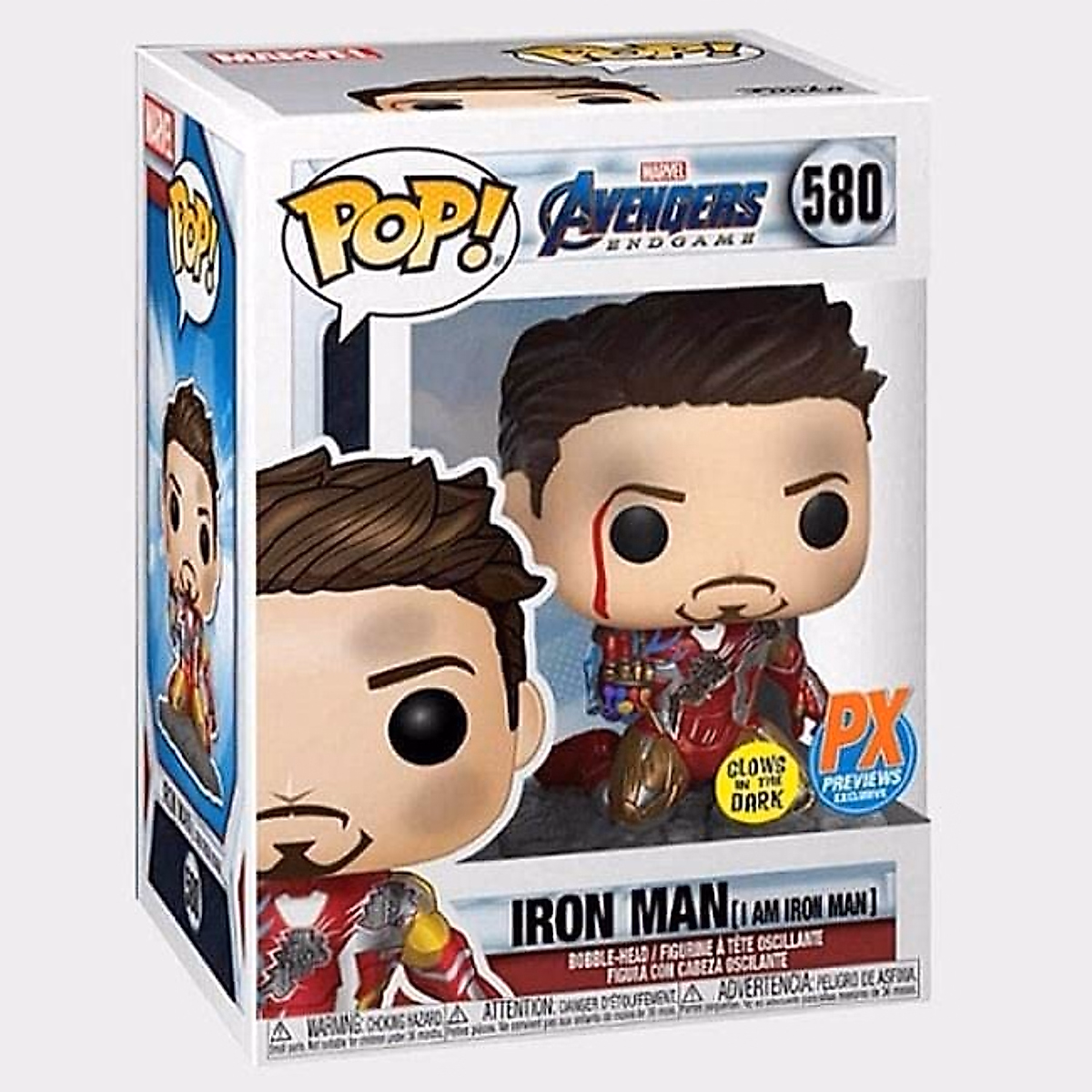 PX Previews Exclusive Pop Endgame: I Am Iron Man Glow in The Dark #580 Vinyl Figure Deluxe (Bundled with EcoTek Protector Box)