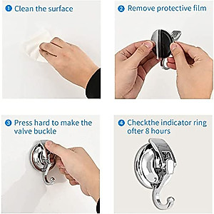 WODMB 1Pc Reusable Heavy-Duty Easy to Install Without Punching Suction Cup Hooks Chrome-Plated Organization Bathroom Shower