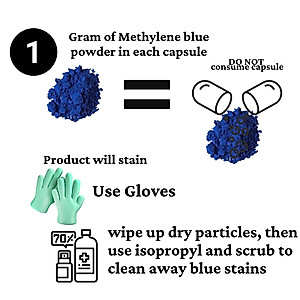 Methylene Blue, Powder 2 Grams Pharmaceutical Grade in Capsules- Makes 200 mL of 1% Aqueous Solution USP