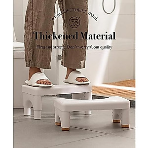 Toilet Stool,Poop Stool Adult for Bathroom Toilet Stool Squat Adult (White, Plastic Feet)