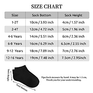 KEREDA 15 Pairs Kids Ankle Socks Boys Girls Half Cushion Low Cut Athletic Socks 6-8 Years Black
