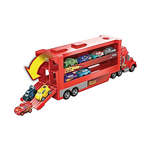 Disney and Pixar Cars Mack Mini Racers Hauler with 5 Miniature Metal Vehicles, Lightning Mcqueen's Transporter, Birthday Gift for Kids, Ages 4 Years and Older