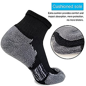 APTYID Men's Moisture Wicking Athletic Ankle Socks, Size 9-12, Black, 6 Pairs