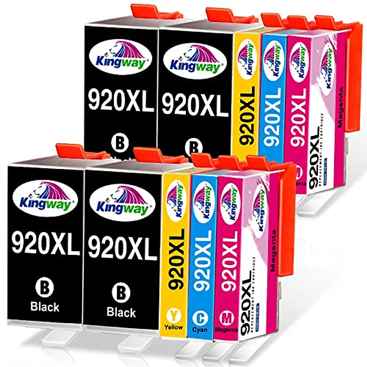 920XL Ink Cartridges of KINGWAY, Replacement for hp 920xl Ink cartridges Combo Pack to Work with Officejet 6500a 6500 6000 7500 7500a 7000 Printer (4 Black,2 Cyan,2 Magenta,2 Yellow,10-Pack)