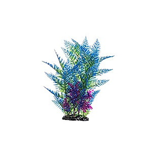 CNZ Aquarium Decor Fish Tank Decoration Ornament Artificial Plastic Plant Green/Blue, 15.7-inch