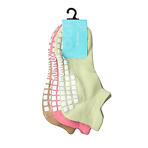 RONNOX Women's 6-Pairs Anti-Skid Non-Slip Silicone-Gripper Low Cut Cushioned Socks, For Yoga Pilates & Barre, Small/Medium, RY04-B-SM