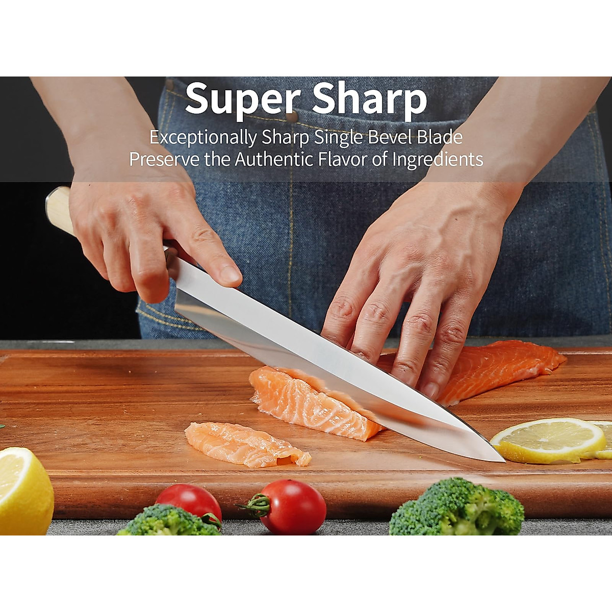 Hollory Sashimi Sushi Knife – 11.5 inch Japanese Yanagiba Slicing knife, Super Sharp Professional High Carbon Stainless Steel Single Bevel Fish Knife with Pakkawood Handle