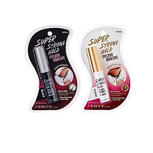 i-Envy by KISS Super Strong Hold Eyelash Adhesive, Waterproof Long-Lasting Strip Lash Glue, Natural-Looking Allergy & Latex Free with Brush Applicator (Clear&Black, Combo Pack)