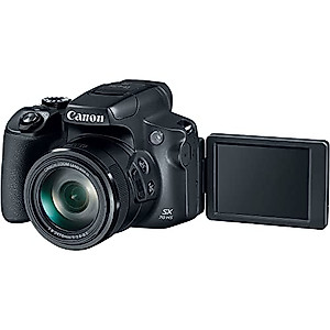 Canon PowerShot SX70 HS Digital Camera (3071C001) + 2 x 64GB Card + Corel Photo Software + 3 x LPE12 Battery + Charger + Card Reader + LED Light + HDMI Cable + Deluxe Soft Bag + More (Renewed)